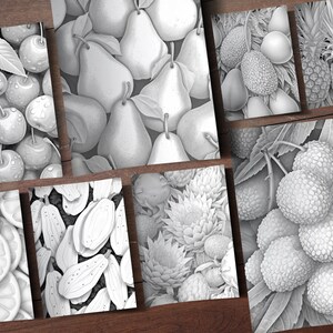 30 Fruits Digital Coloring Book, Fruits Pattern Coloring Pages, Apple ...