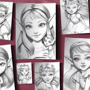 24 Fairy Elves Coloring Pages, Elf Girls Coloring Book, Coloring Sheet ...