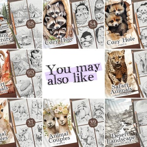 52 Cozy Hole (part-2) Digital Coloring Book, Cute Animal Family ...