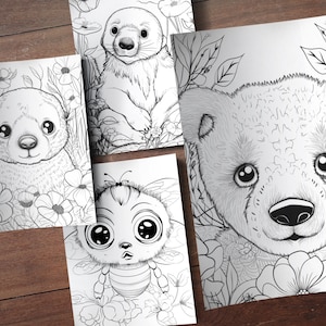 40 Woodland Animals Coloring Book, Cute Animal Coloring Pages, Fox ...