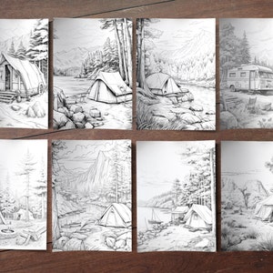 68 Camping Adventure Digital Coloring Book, Camp Coloring Pages ...