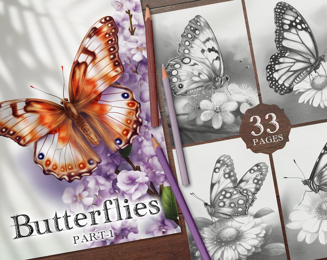 33 Butterflies Digital Coloring Book Part-1, Butterfly Coloring Pages ...