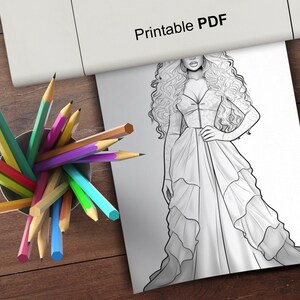 60 Girls in Gothic Style Digital Coloring Book, Fashion Model Gothic ...