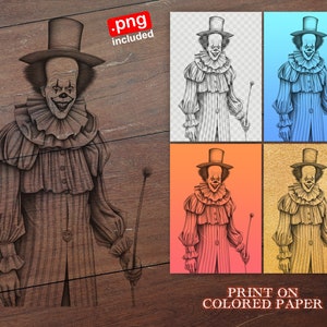 60 Horror Circus Clowns Digital Coloring Book, Scary Clowns Coloring ...
