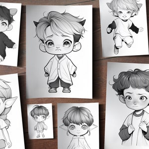 31 Cute Chibi Boys Digital Coloring Book Part 2, Chibi Characters ...