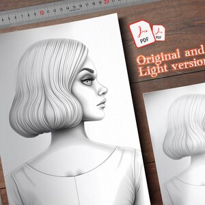 60 Bob Hairstyles Digital Coloring Book, Women Bob Haircut Coloring ...