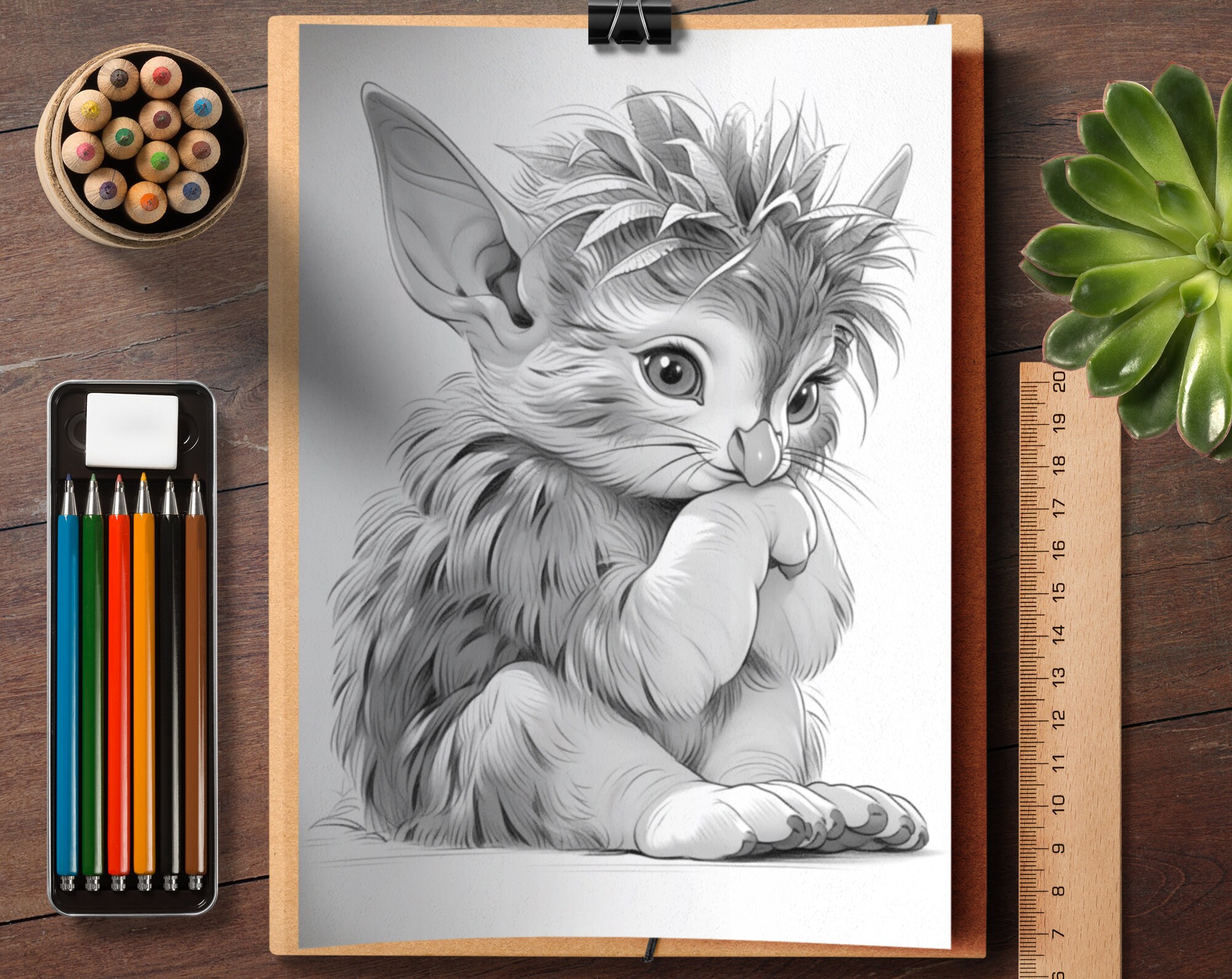 47 Cute Animals Digital Coloring Book, Fantasy Animals Coloring Page ...