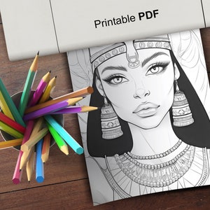 50 Egyptian Princesses Digital Coloring Book, Ancient Egyptian Girls ...