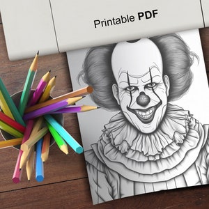 60 Horror Circus Clowns Digital Coloring Book, Scary Clowns Coloring ...