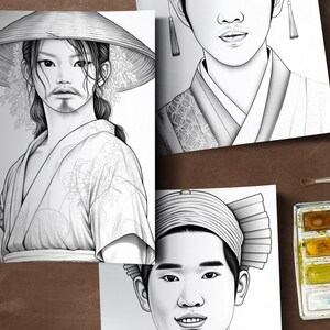 44 Japanese Men in Traditional Clothes Digital Coloring Book Part-1 ...