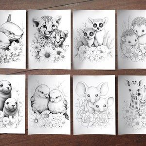 37 Animals Couple Digital Coloring Book (part-1), Animal Friends ...
