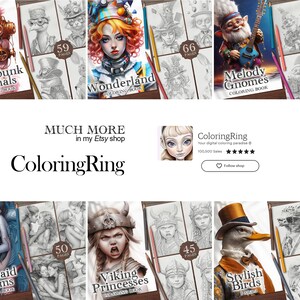 45 Viking Princesses Digital Coloring Book, Cute Viking Girls Coloring ...