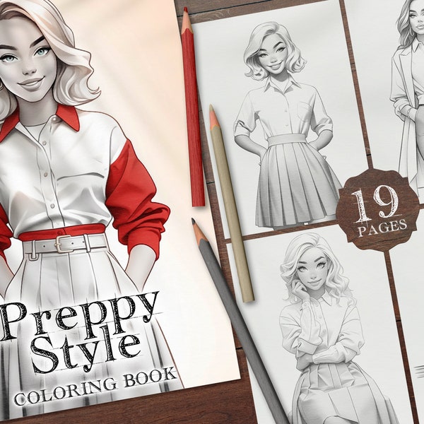 Preppy Coloring Pages - Etsy