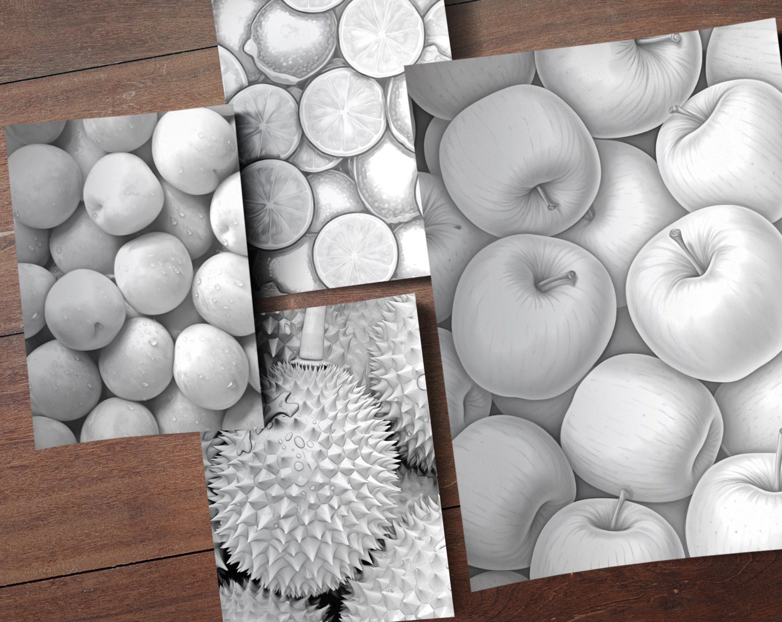 30 Fruits Digital Coloring Book, Fruits Pattern Coloring Pages, Apple ...