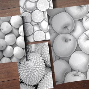 30 Fruits Digital Coloring Book, Fruits Pattern Coloring Pages, Apple ...