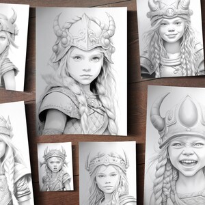 45 Viking Princesses Digital Coloring Book, Cute Viking Girls Coloring ...