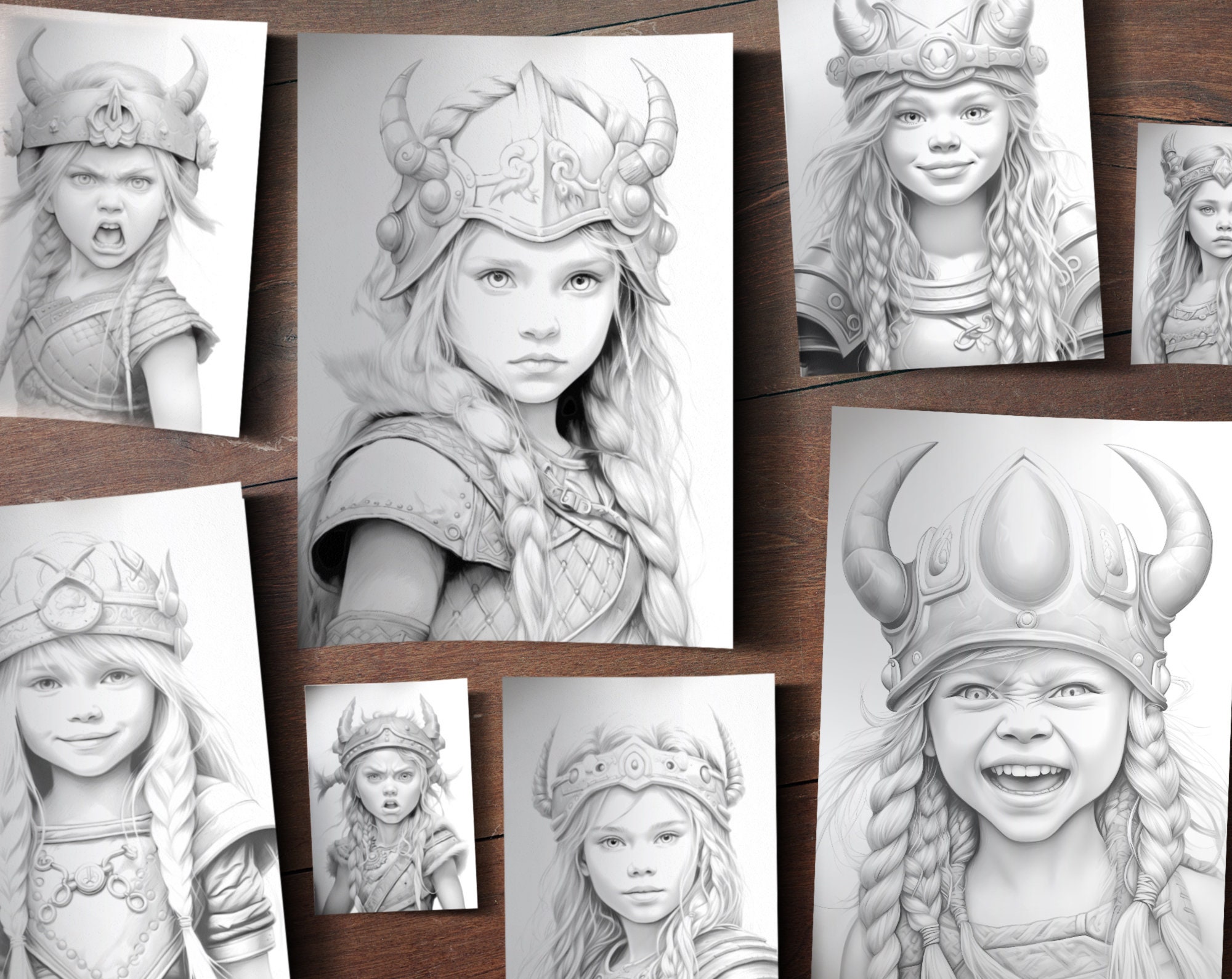 45 Viking Princesses Digital Coloring Book, Cute Viking Girls Coloring ...