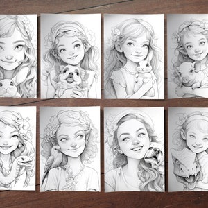 35 Best Friends - Animals Digital Coloring Book, Fantasy Cute Beautiful ...