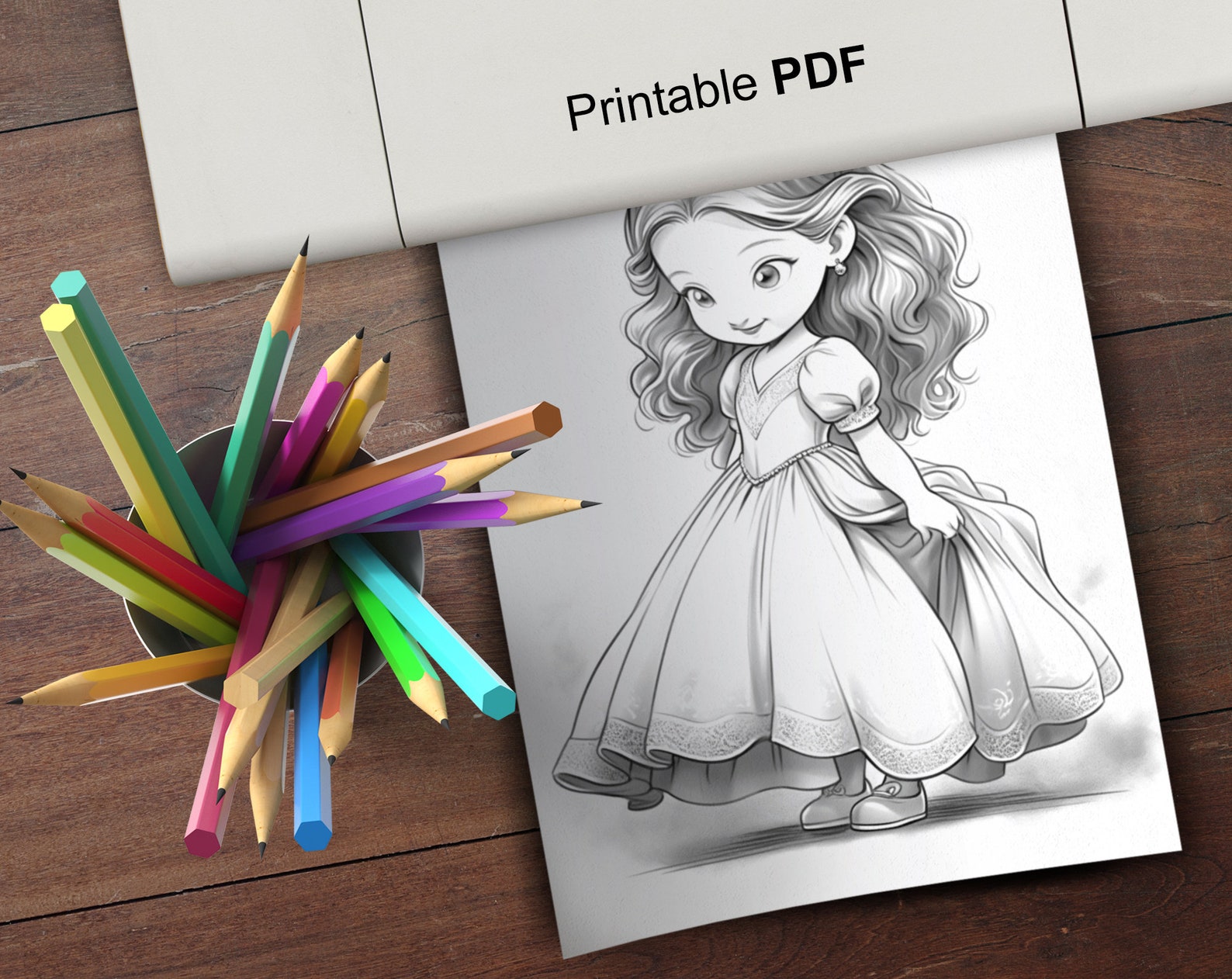 34 Little Princesses Digital Coloring Page Part-1, Cartoon Princess ...