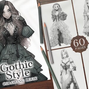 60 Girls in Gothic Style Digital Coloring Book, Fashion Model Gothic ...