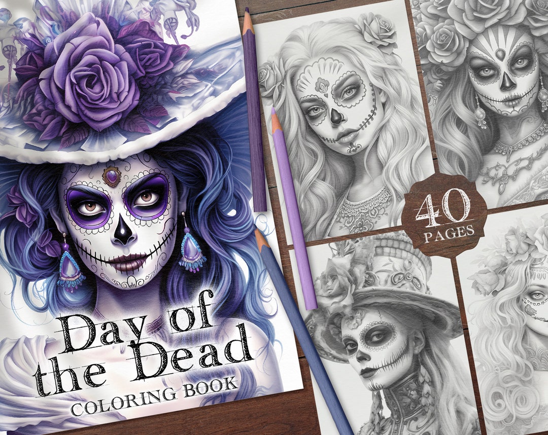 40 Day of the Dead Digital Coloring Book, Sugar Skulls Coloring Pages ...