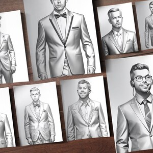 66 Men in Suits Digital Coloring Book, Man Fashion Coloring Pages, Male ...