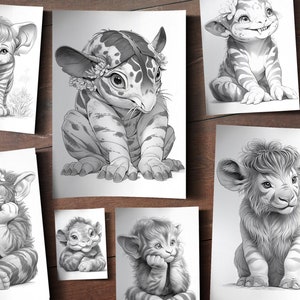 47 Cute Animals Digital Coloring Book, Fantasy Animals Coloring Page ...