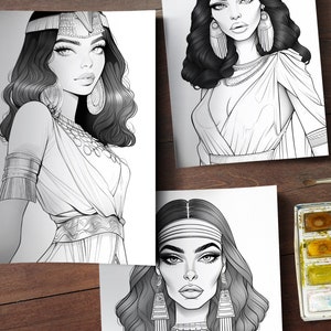 50 Egyptian Princesses Digital Coloring Book, Ancient Egyptian Girls ...