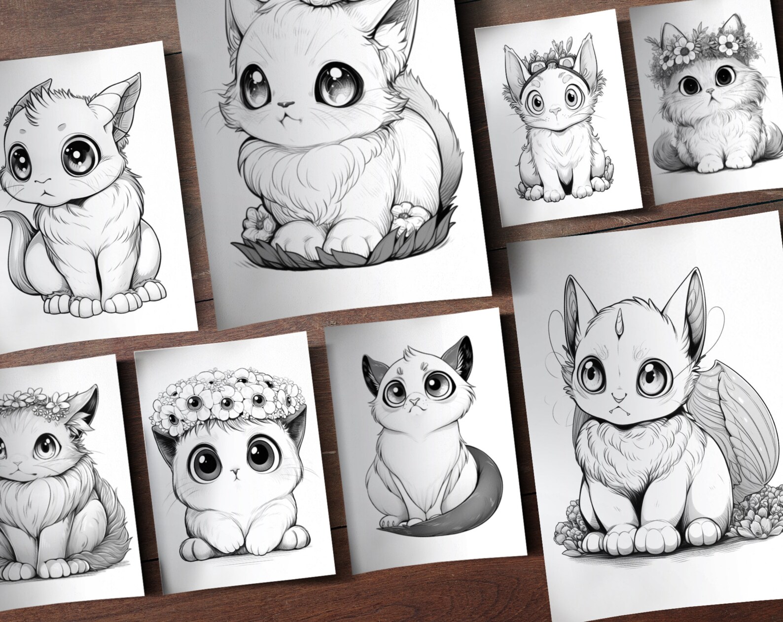 36 Cute Cats Digital Coloring Book Kawaii Cats Coloring - Etsy