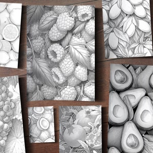 30 Fruits Digital Coloring Book, Fruits Pattern Coloring Pages, Apple ...