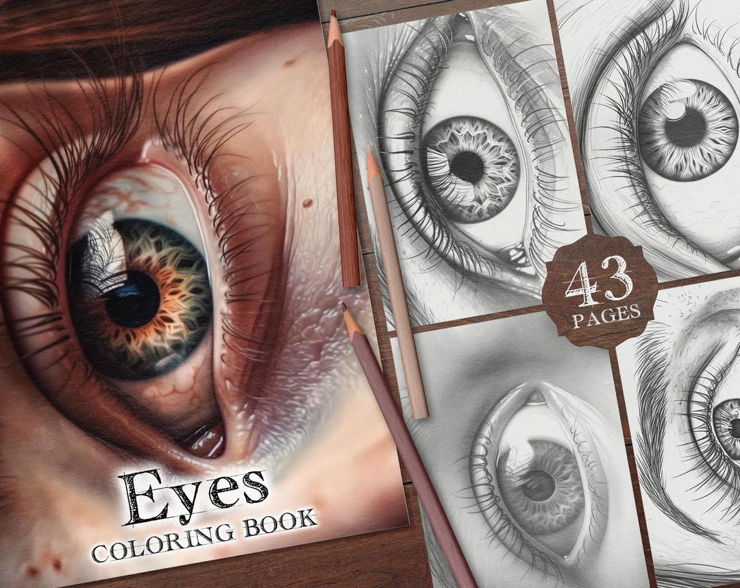 43 Realistic Eyes Digital Coloring Book, Woman Eye Printable PDF, Man ...