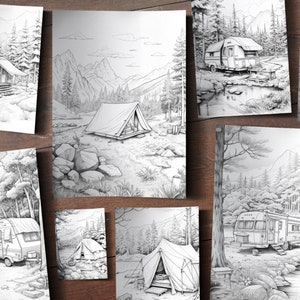 68 Camping Adventure Digital Coloring Book, Camp Coloring Pages ...