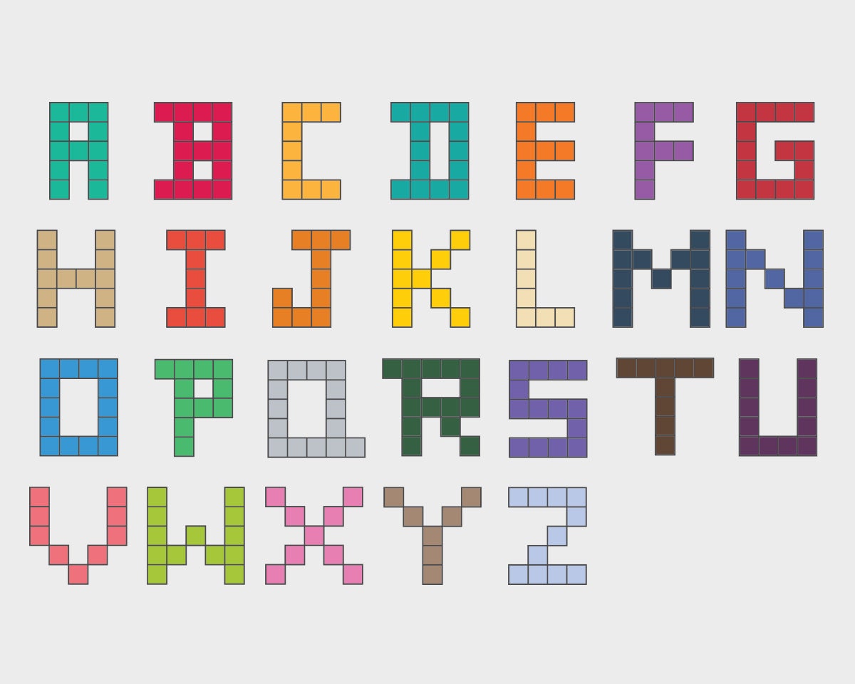 Pixel-Schriftart SVG Tetris Alphabet Buchstaben Pixel Font | Etsy
