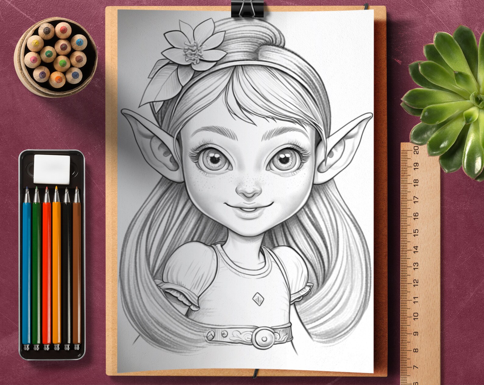 24 Fairy Elves Coloring Pages, Elf Girls Coloring Book, Coloring Sheet ...