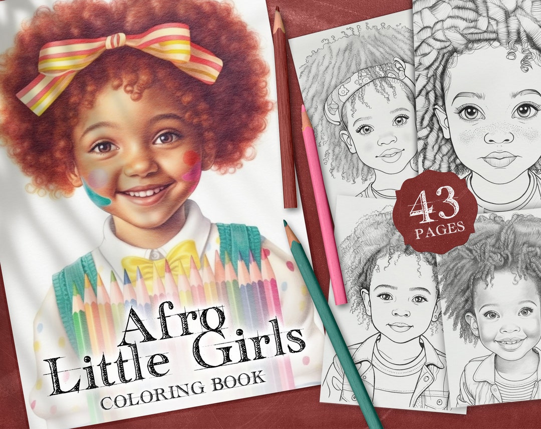 43 Afro Little Girls Digital Coloring Book, Beautiful African American ...