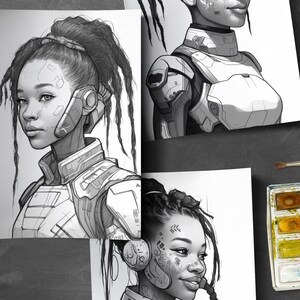 61 Cyberpunk Afro Women Digital Coloring Book, Cyberpunk Afro Girls ...