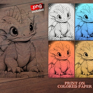 50 Dragonling Magic Digital Coloring Book, Cute Baby Dragons Coloring ...