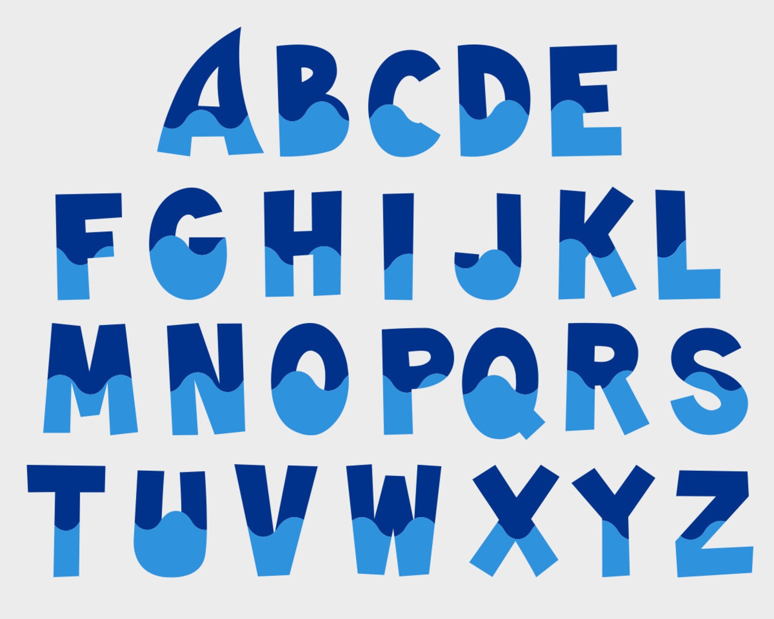 Bebé tiburón fuente SVG bebé tiburón familia ABC alfabeto de | Etsy