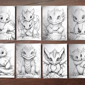 50 Dragonling Magic Digital Coloring Book, Cute Baby Dragons Coloring ...