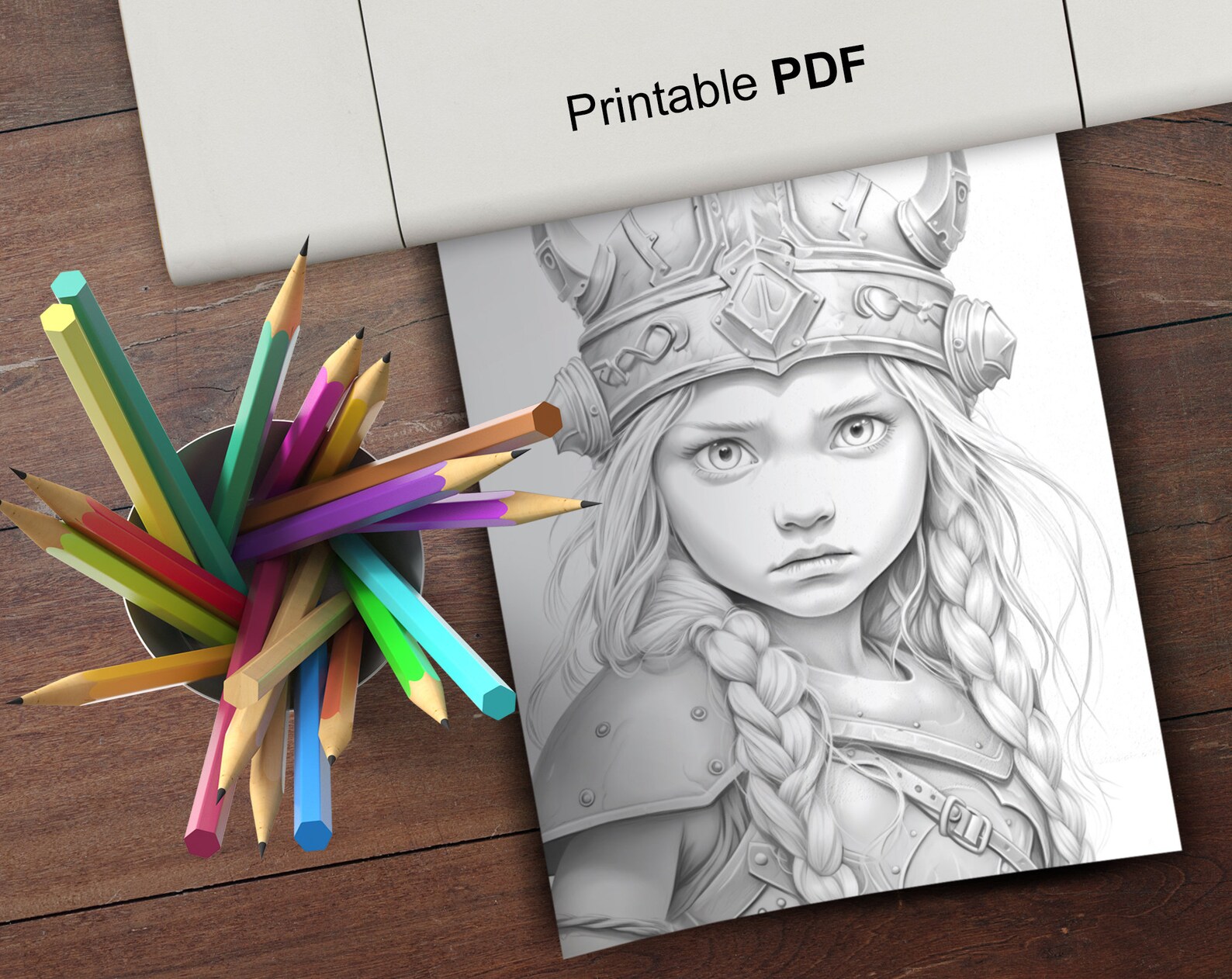 45 Viking Princesses Digital Coloring Book, Cute Viking Girls Coloring ...