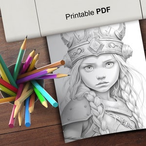 45 Viking Princesses Digital Coloring Book, Cute Viking Girls Coloring ...