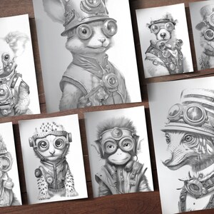 59 Steampunk Animals Digital Coloring Book, Steampunk Style Baby ...