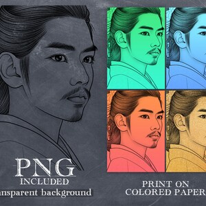 44 Japanese Men in Traditional Clothes Digital Coloring Book Part-2 ...