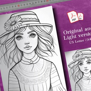 30 Boho Girls Coloring Book Part-1, Floral Boho Girl With Feather ...