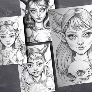9 Evil Elves Coloring Book, Dark Elves With Horns Coloring Pages ...