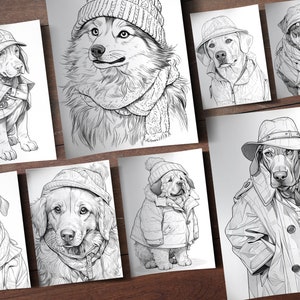 58 Fashion Dogs Digital Coloring Book, Dogs in Clothes Coloring Pages ...