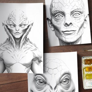 60 Aliens Digital Coloring Book, Alien Coloring Book for Adults ...