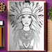 30 Boho Girls Coloring Book Part-1, Floral Boho Girl With Feather ...