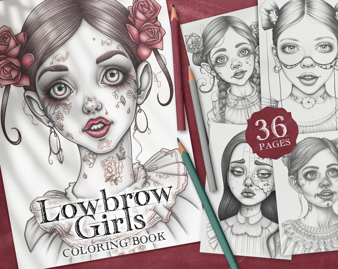 36 Lowbrow Girls Coloring Book, Surreal Girl Coloring Page PDF, Lowbrow ...