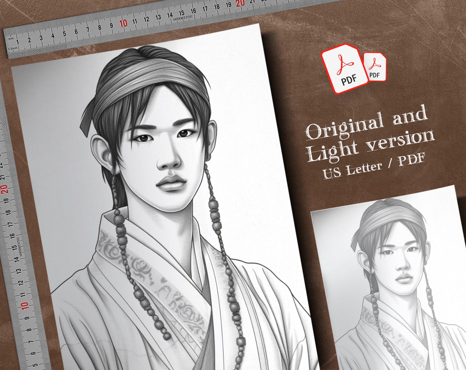 44 Japanese Men in Traditional Clothes Digital Coloring Book Part-1 ...